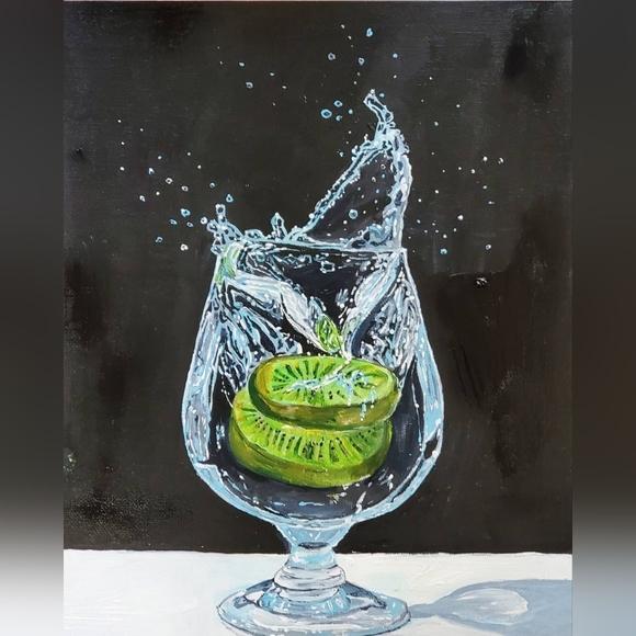 Art | Framed Acrylic Painting Of Water Splash 9x12 Canvas Board | Poshmark